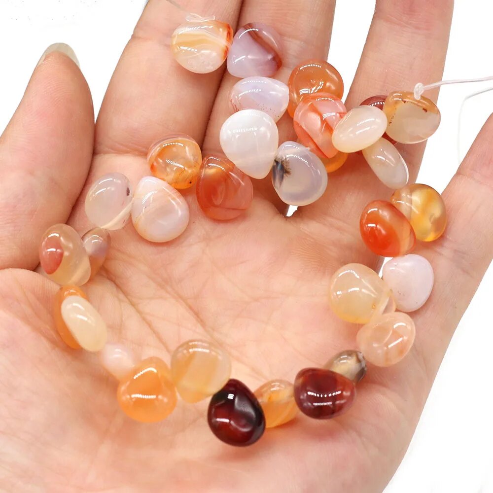 Бусины из агата каплевидные, Red Striped Agate, 33 шт