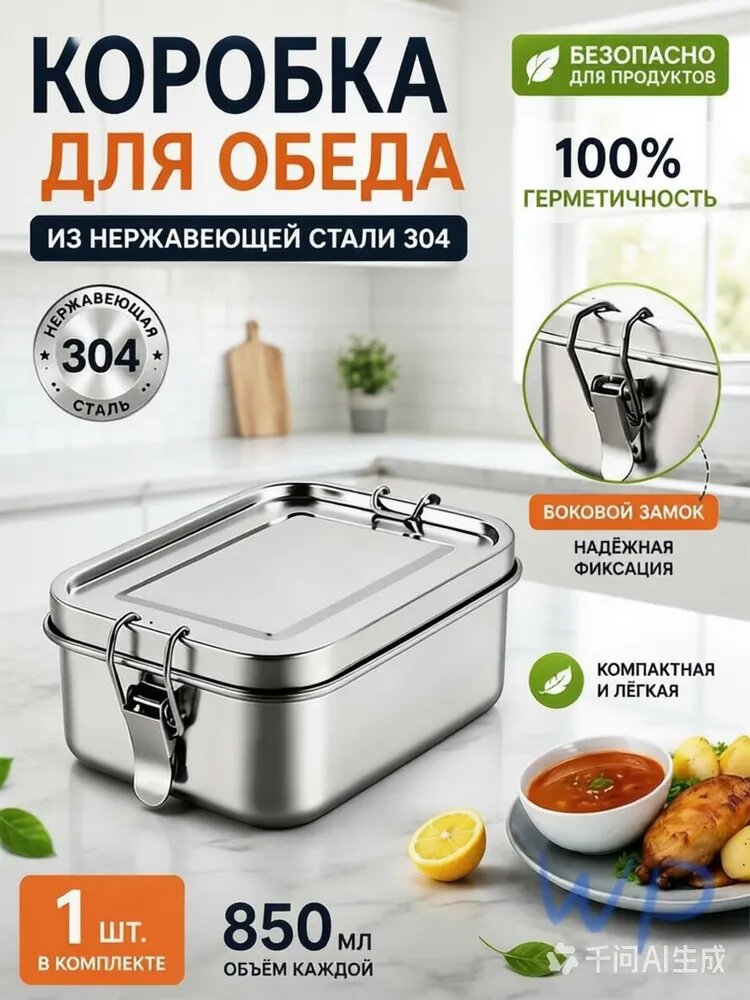 Контейнер пищевой 850 мл нержавеющая сталь