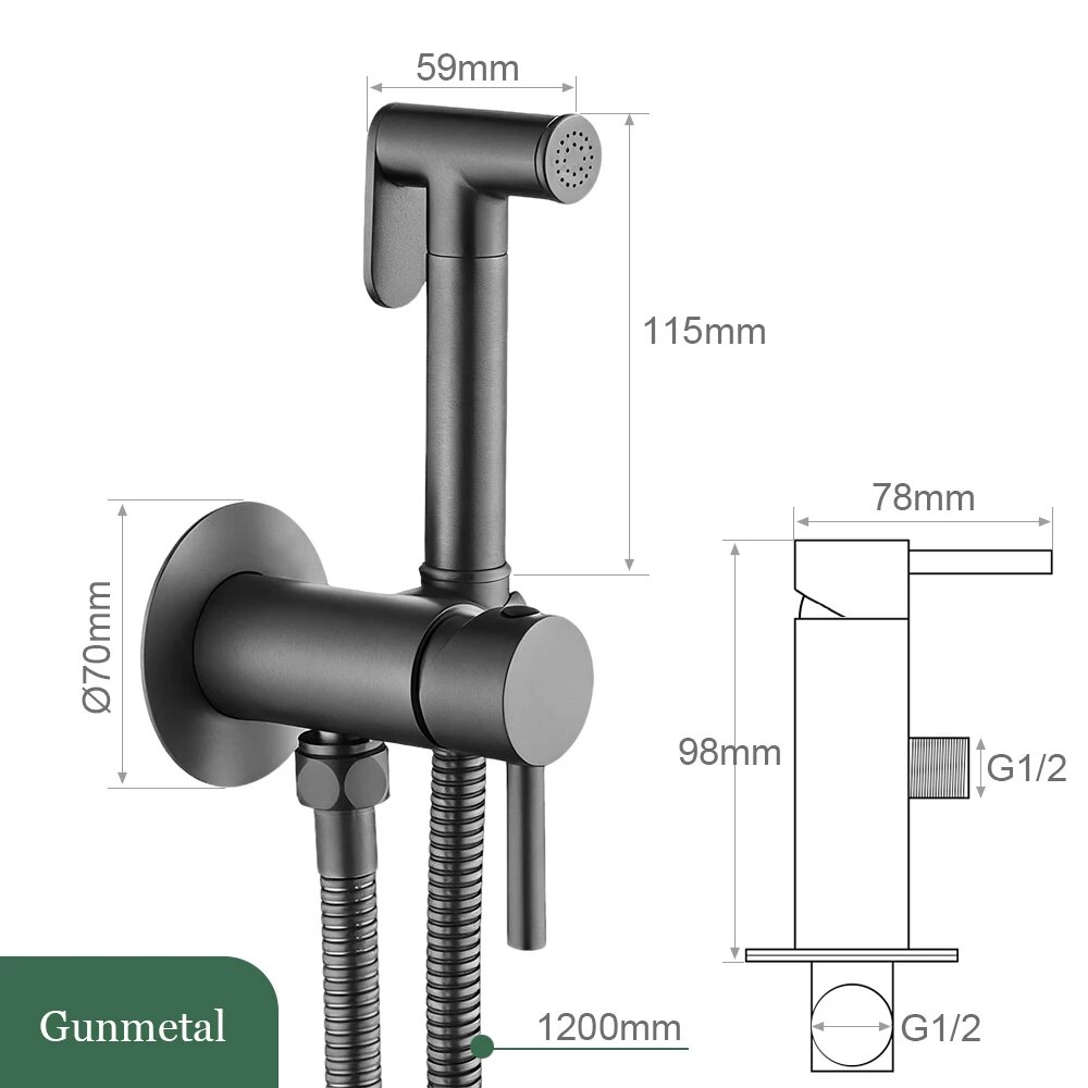 Биде опрыскиватель Smesiteli матовый золотой GM-304 hose