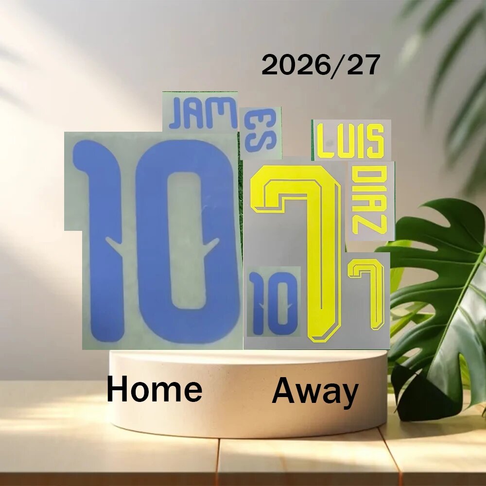 Именные нашивки Colmb2a 2026/27 JAM10ES для футбола 10-JAMES, Home Adult