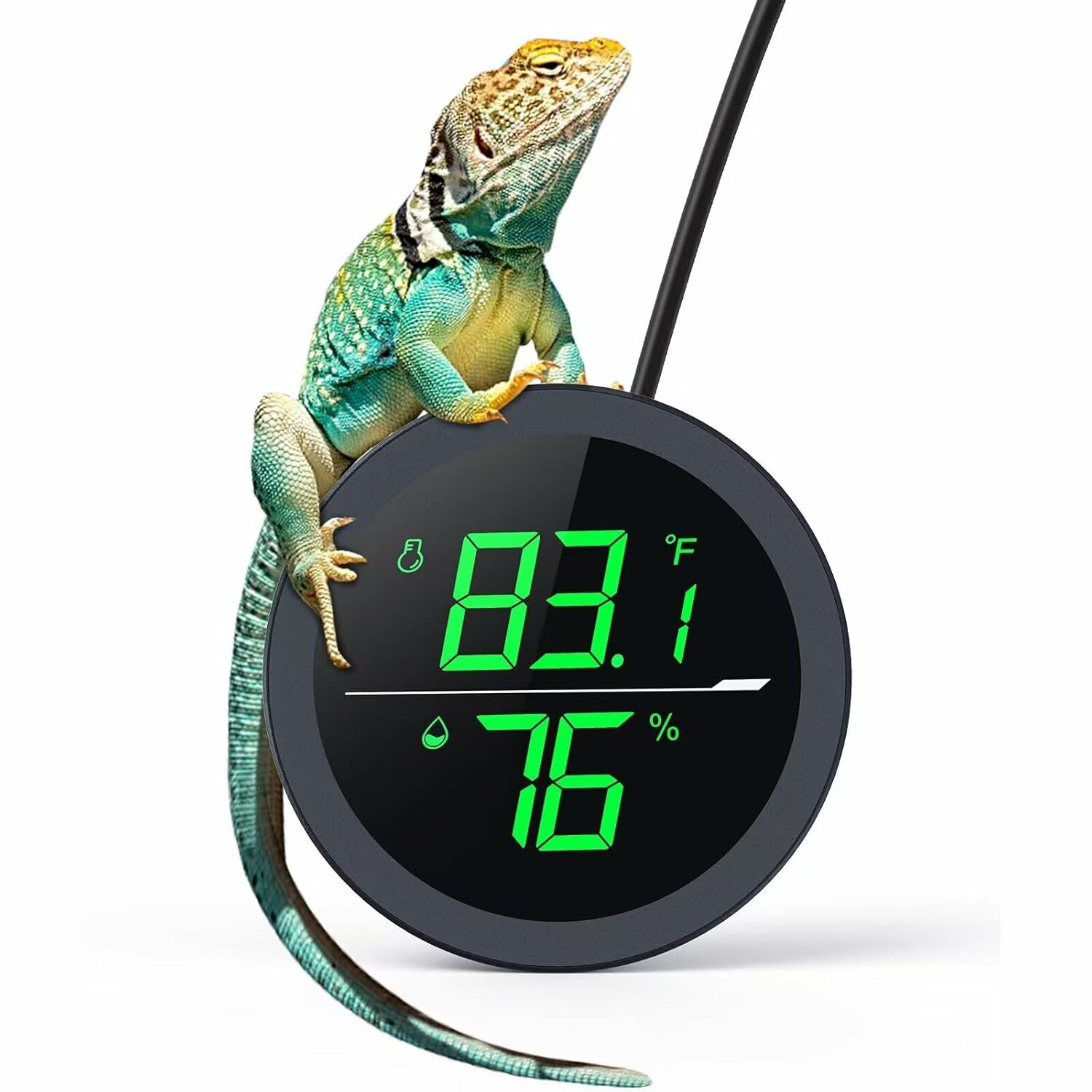 Цифровой термометр и гигрометр для рептилий с LED-дисплеем, USB-питание, черный, для змеиного террариума