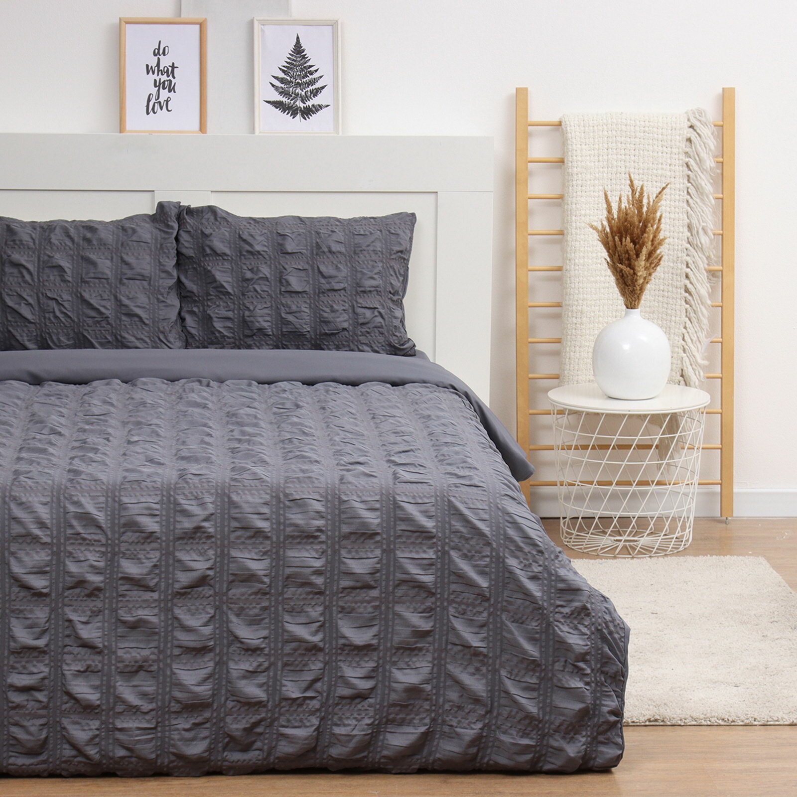 Постельное бельё 2-спальное Texture: dark gray, микрофибра, сезон: весна