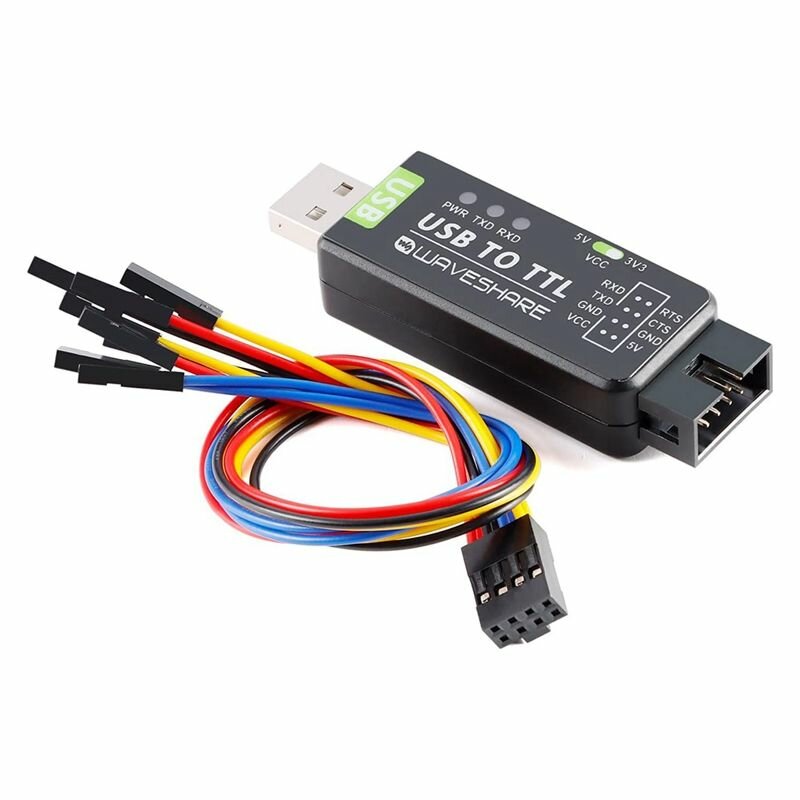 Waveshare "USB-A" адаптер FT232RL: USB в UART/TTL, 3.3V/5V переключаемый, 300bps-3Mbps, с кабелем 8-pin. преобразователь интерфейсов TTL конвертер скорость 3Mbps последовательный порт