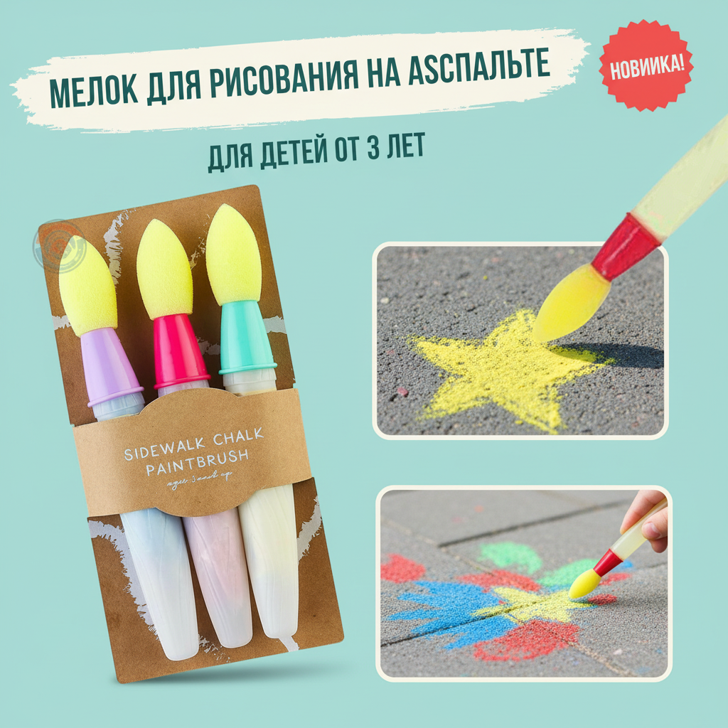 Кисти для рисования на тротуаре с резервуаром для воды — меловой набор для творчества и игр на улице для детей
