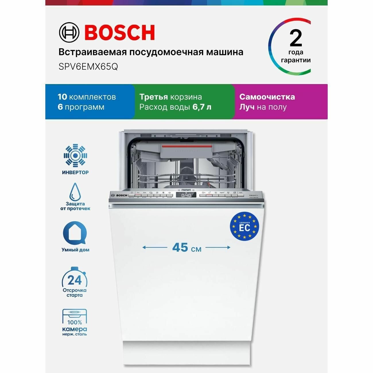 Встраиваемая посудомоечная машина Bosch SPV6EMX65Q