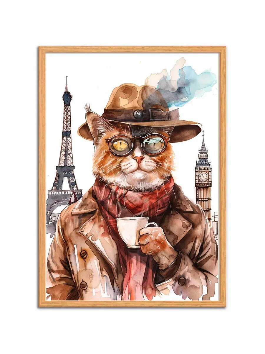 Као Мани Кот-гангстер пьет кофе 3, Плакат 30x42см