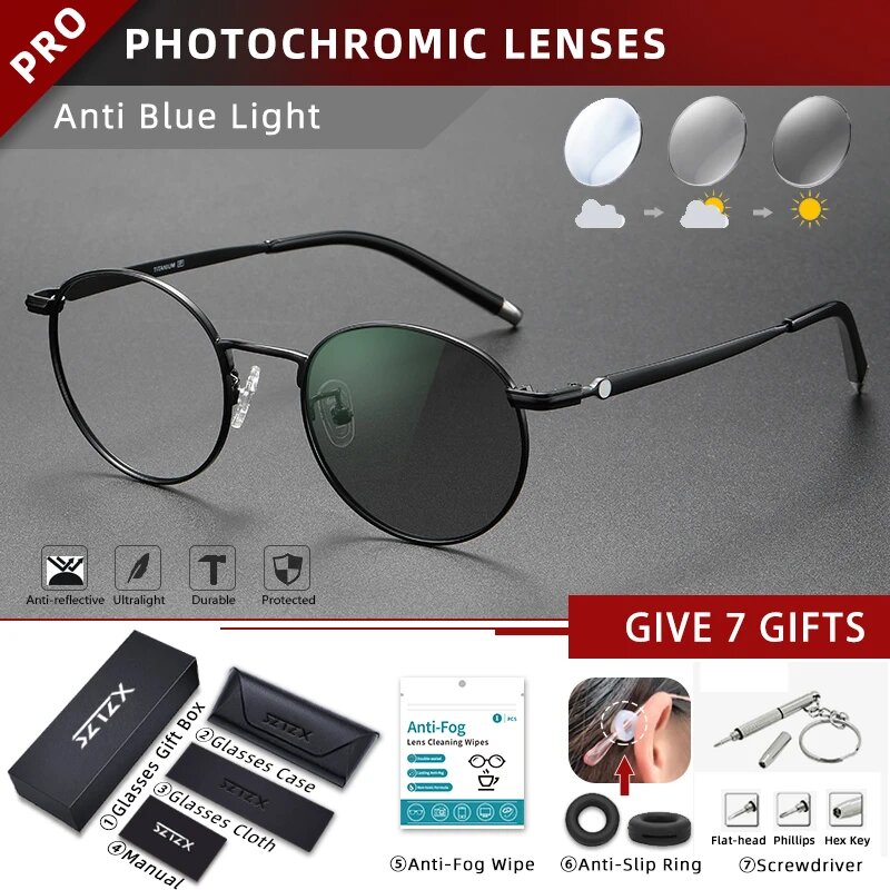 SZTZX Фотохромные очки C1-Photochromic, Single Vision Custom