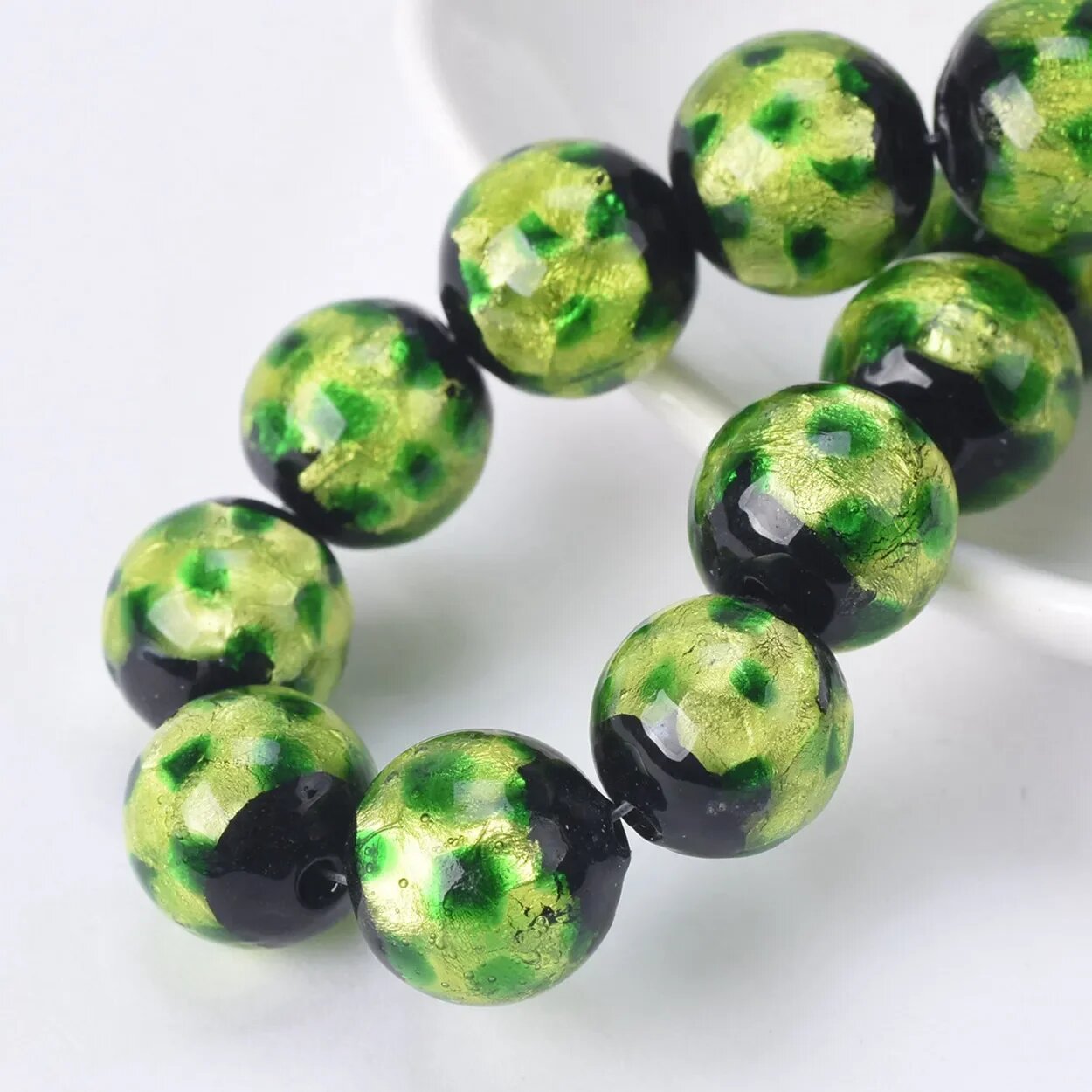 Бусины лампворк 12 мм, Green Olive Green, 5 шт