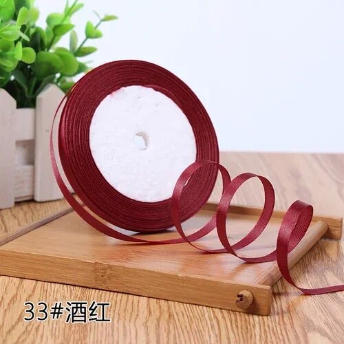 Мerylover шелковая атласная лента 6мм 25 ярдов Бордовый, wine red