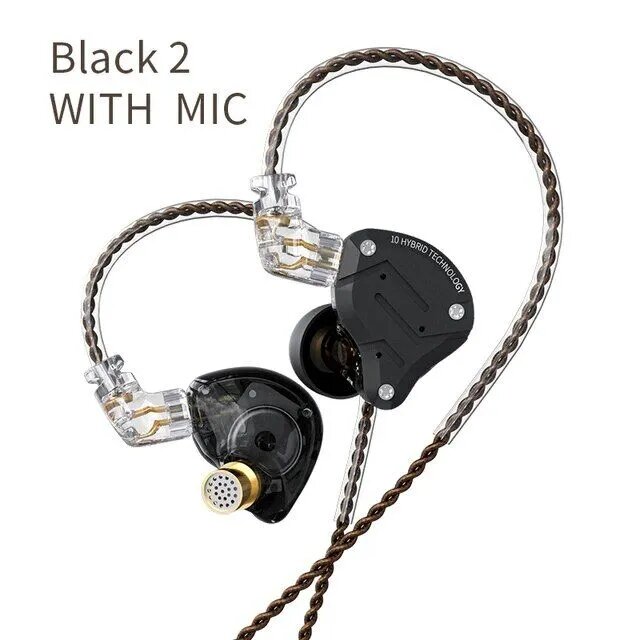 Наушники KZ ZS10 PRO, гибридные наушники-вкладыши 4BA + 1DD, наушники IEM для аудиофилов с басовой музыкой HIFI, Проводная гарнитура для спортивных игр с шумоподавлением,2-контактные съемные мониторы