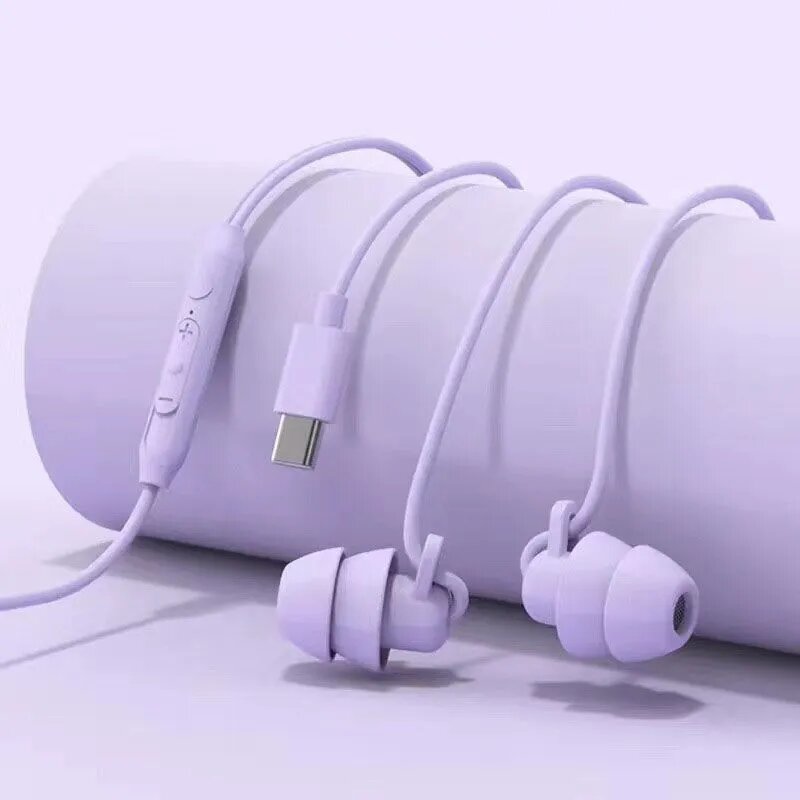 Наушники проводные с микрофоном, USB Type-C, фиолетовый