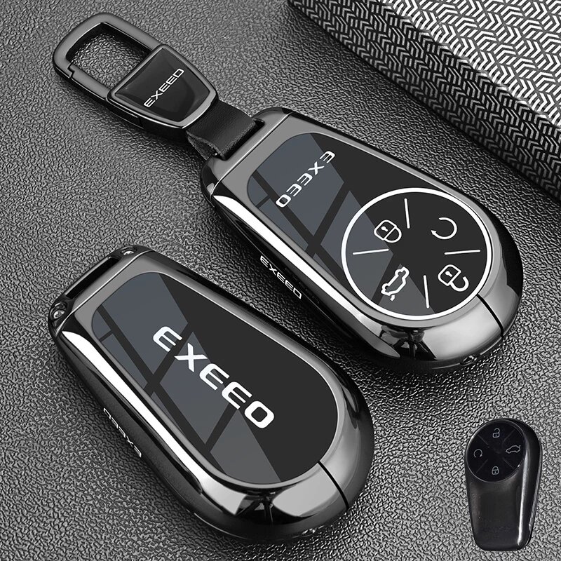 Чехол для ключей EXEED с металлической застежкой и логотипом, цвет Ган Найт, для моделей 2024-2025