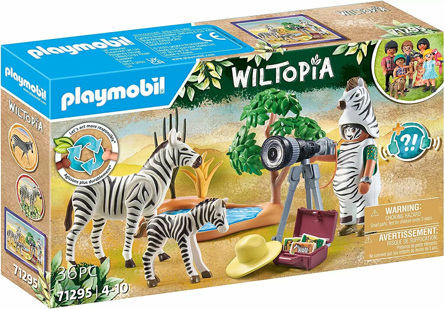 Серия Playmobil Наблюдение за зеброй, фигурка животного из зоопарка для образовательной игры