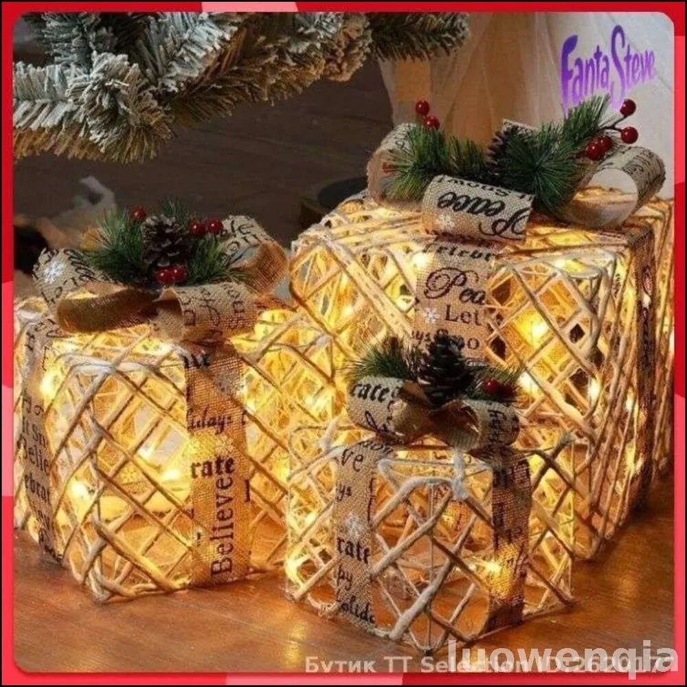 Набор светящихся кубов "Peace Let it Snow" 15 см, бежевый, 1 шт