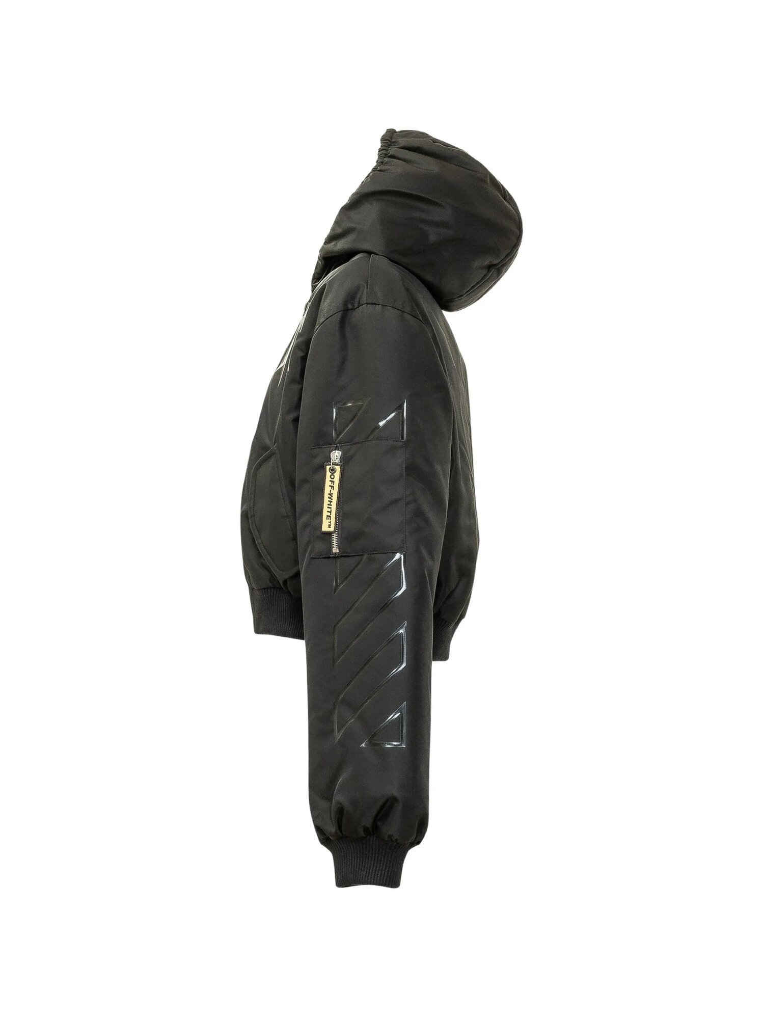 Куртка Off-White Hooded cropped bomber jacket, размер 164, черный — фото 1
