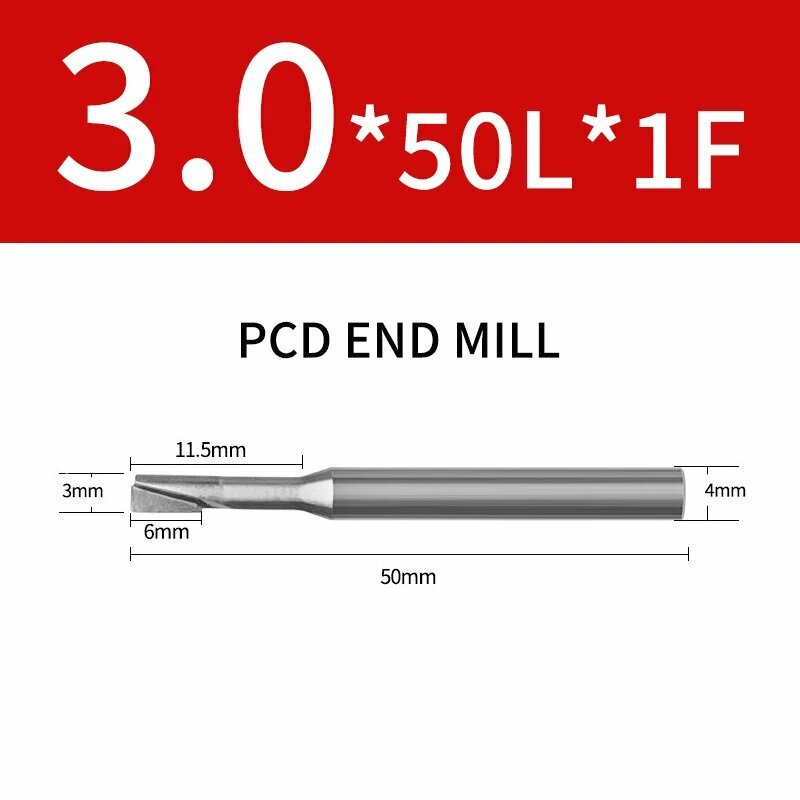 Фреза алмазная Chowmaster 1/2F PCD 4/6/8/10 мм для ЧПУ 3.0x50x1F