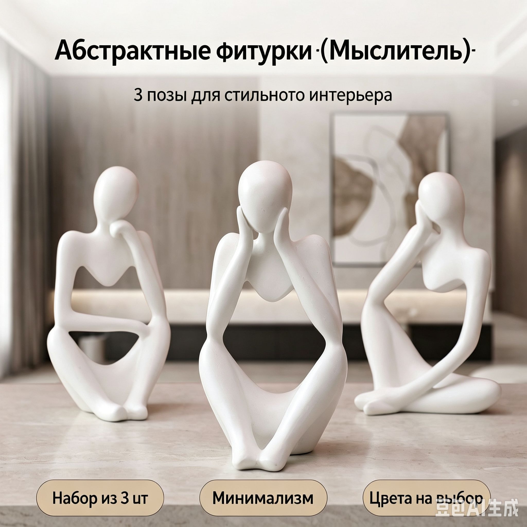 Силиконовая форма Мыслители 1шт, для смолы/свечей/мыла, пищевой силикон