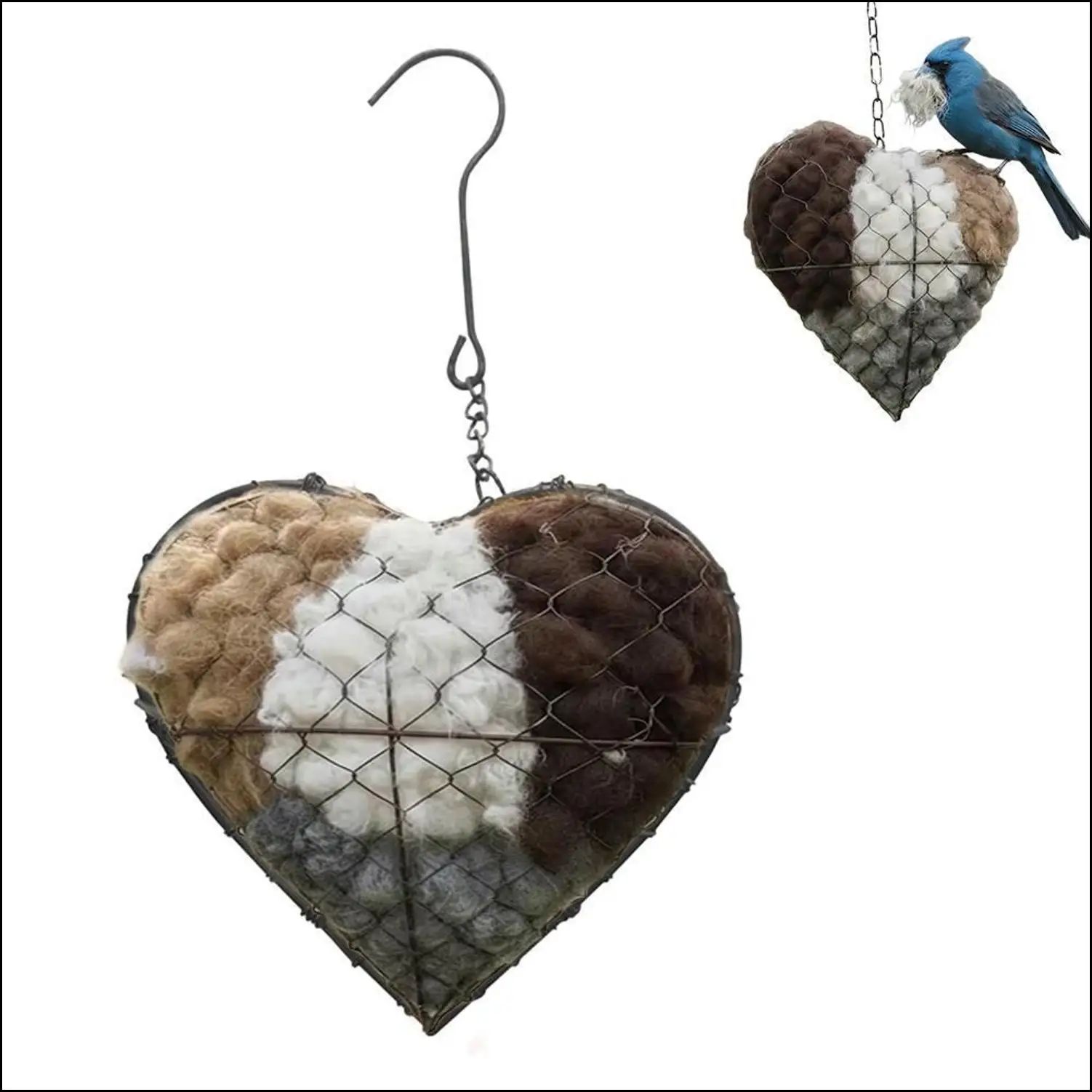 Декоративное сердце-гнездо Bird Nesting Heart для улицы и сада, портативное и стильное украшение двора