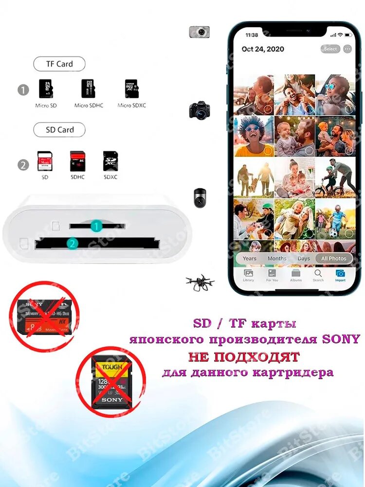 Картридер Lightning SD / TF (MicroSD) — фото 1