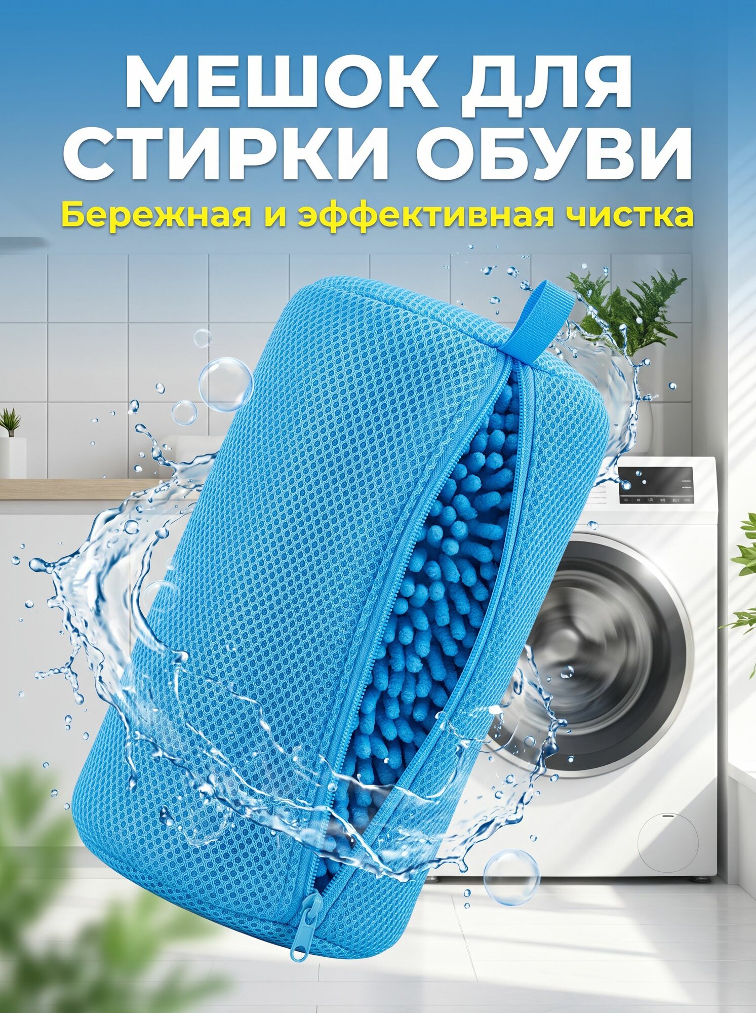Мешок для стирки обуви в стиральной машине из микрофибры 39x19cm для стиральной машины и бережного ухода за одеждой