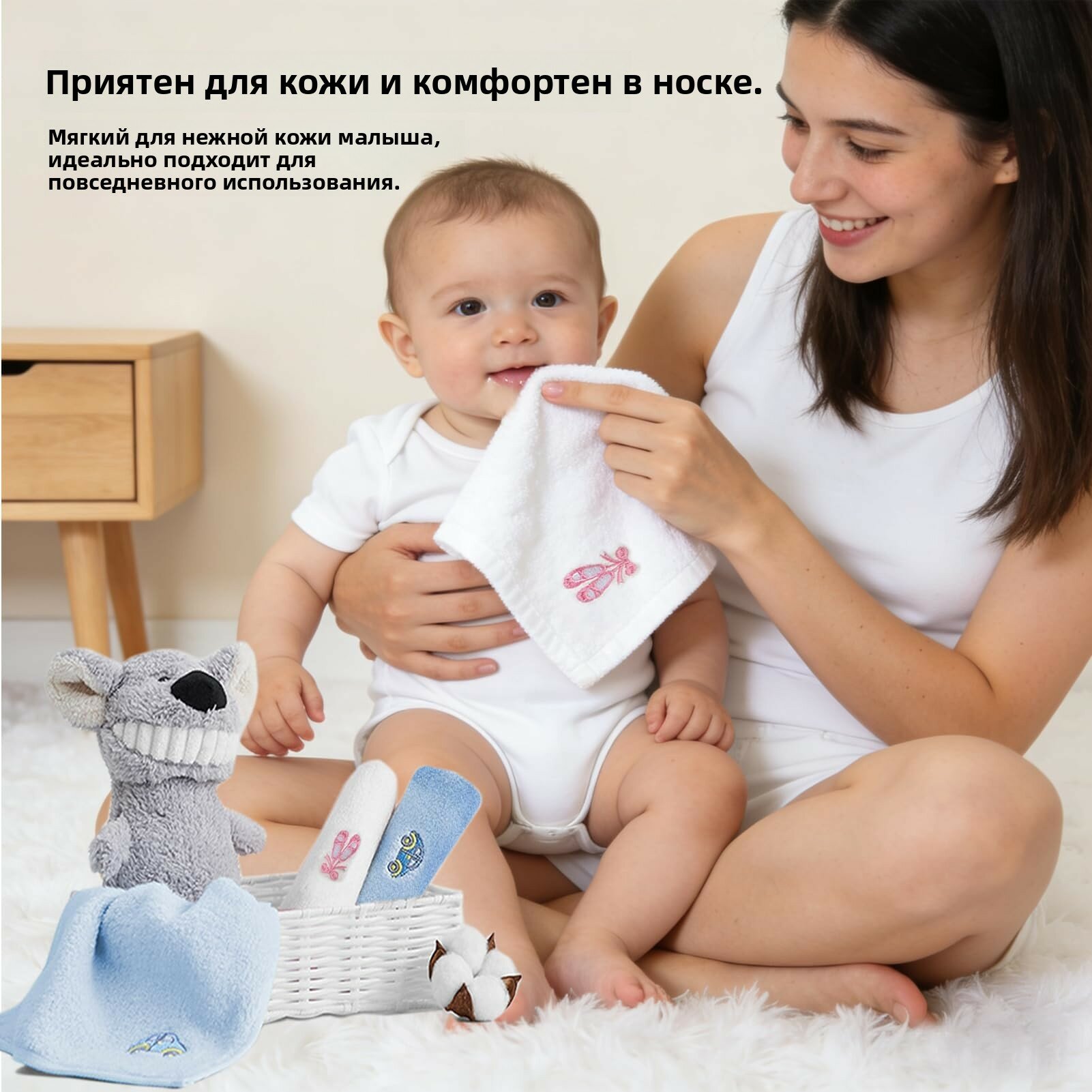 Детские тканевые куски для умывания для новорожденных из 100% хлопка, мягкие, комплект из 5 штук