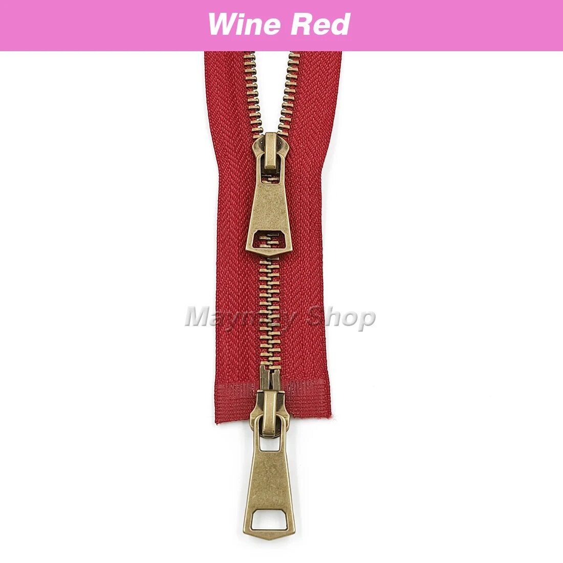 Молния двойная бордовая Wine Red 60 см