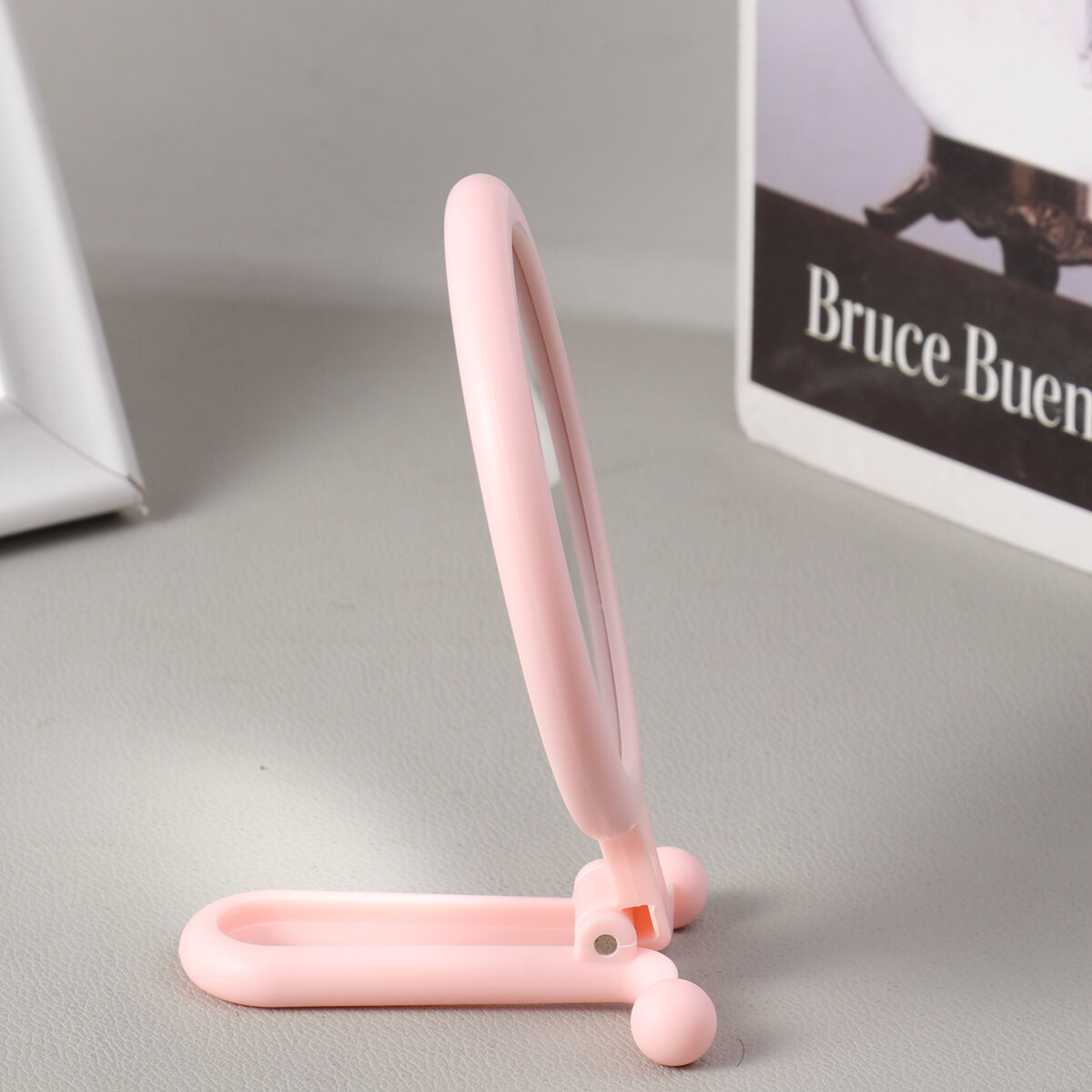 Круглое Складное Зеркало Для Макияжа Переносное 1 Штук Розовый 15*9Cm