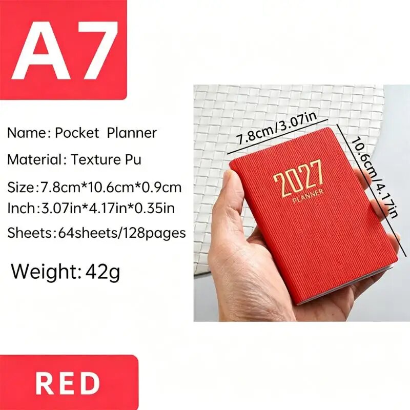 KOQZM Мини-ежедневник A7 2027 с календарём A5