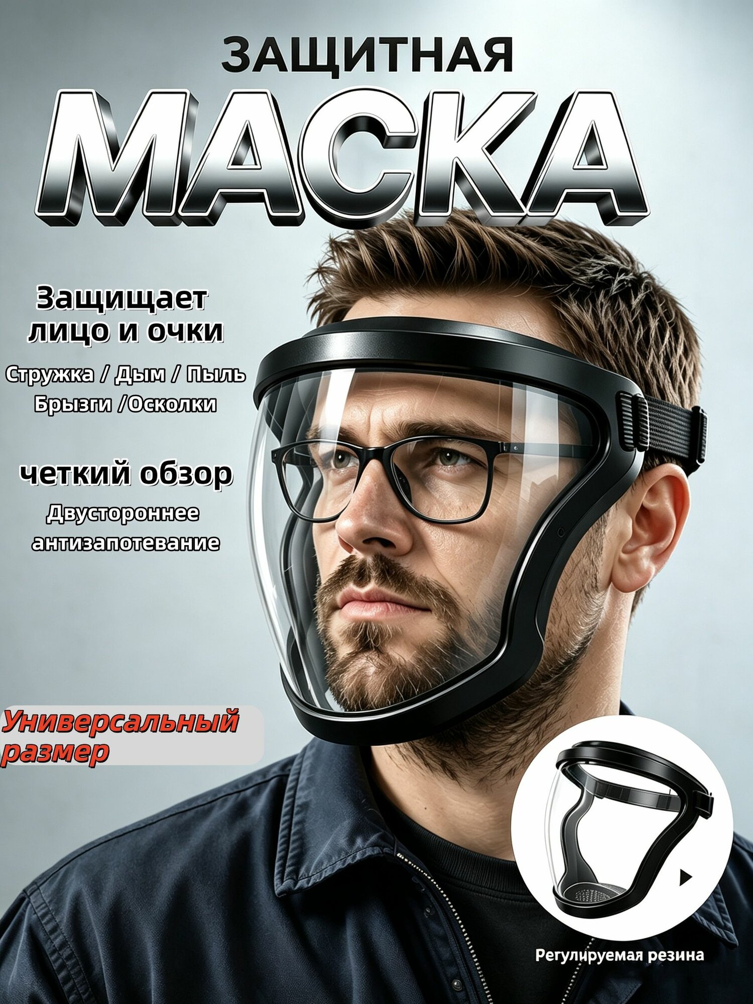 Щиток защитный, цвет: Прозрачный, 1 шт.