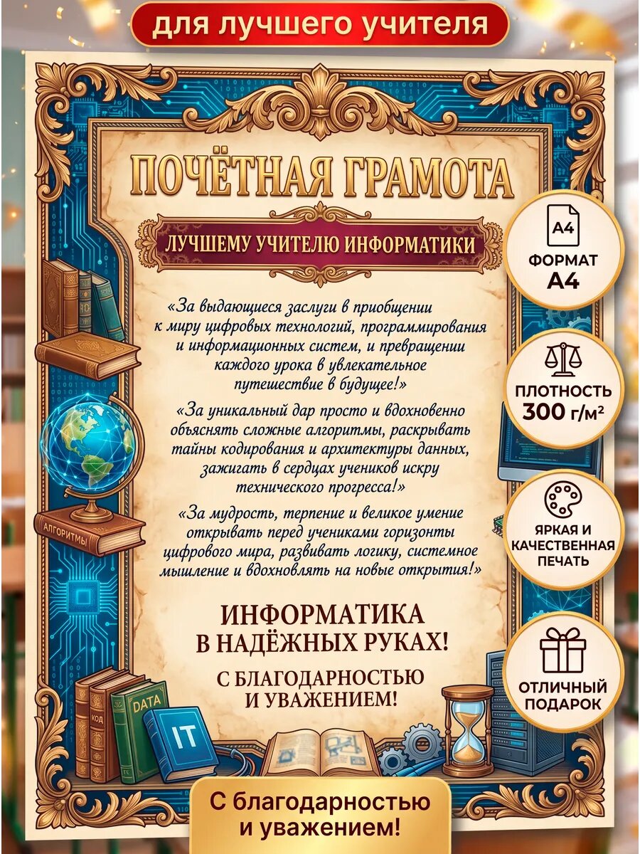 Грамота лучшему учителю Информатики