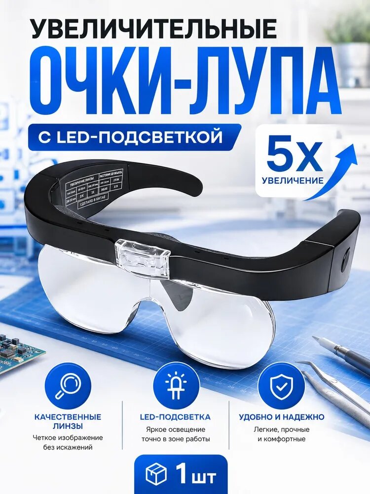Лупа 5-кратная, диаметр: 110 мм