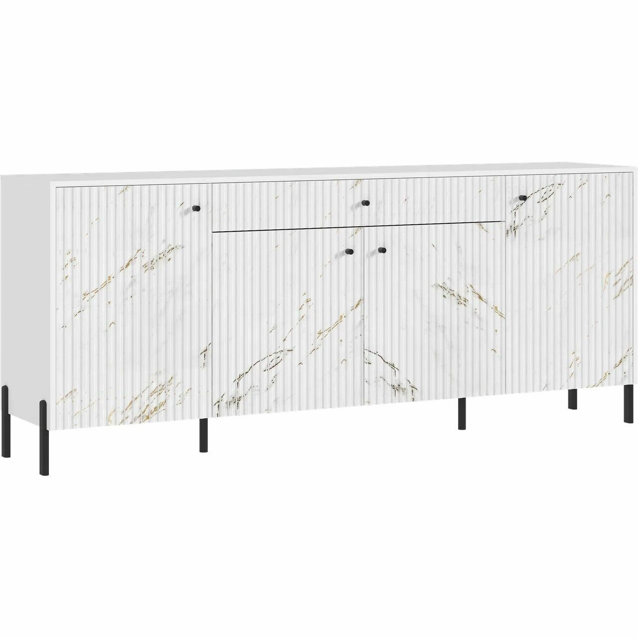 Оливия Комод (металл) (Белый, Мрамор золото)