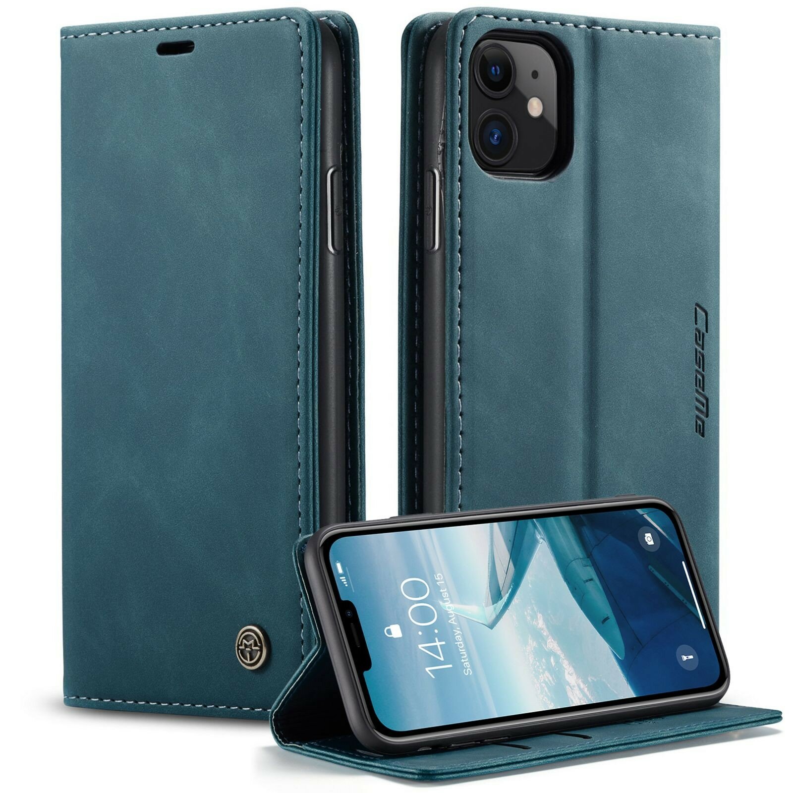 Чехол MyPads для Apple iPhone 11 с держателем визиток, кошельком и откидным кронштейном, синий