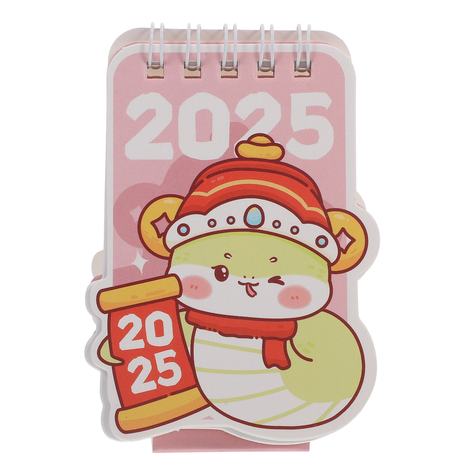 Настольный мини-календарь/украшение для настольного календаря с мультяшным инопланетянином на 2025 год (Счастливая змея - розовый) Август 2024 - Декабрь 2025