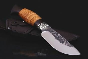 Нож туристический, охотничий/Нож "Сова" кованая 95х18. Рукоять дерево Венге, береста.