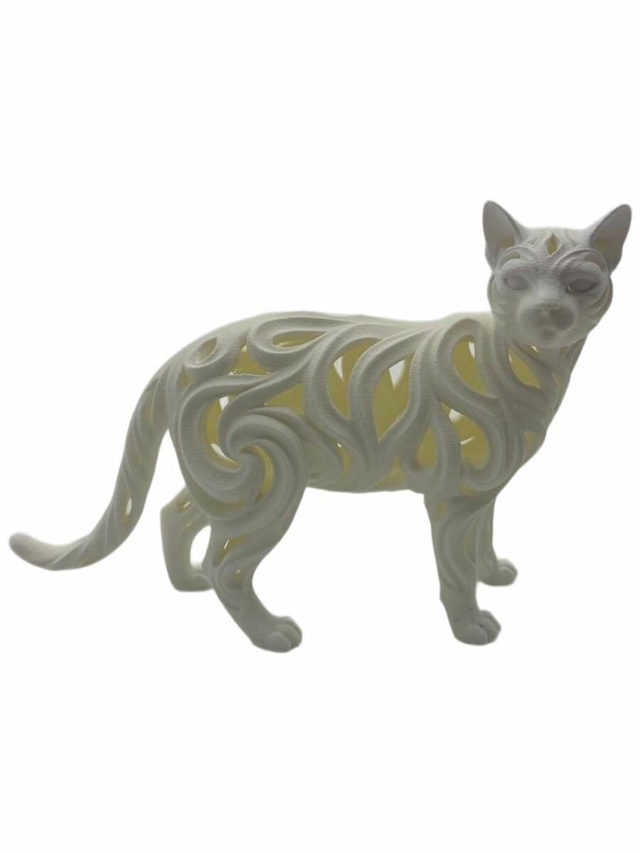 Фигурка кот ажурный белый 3D