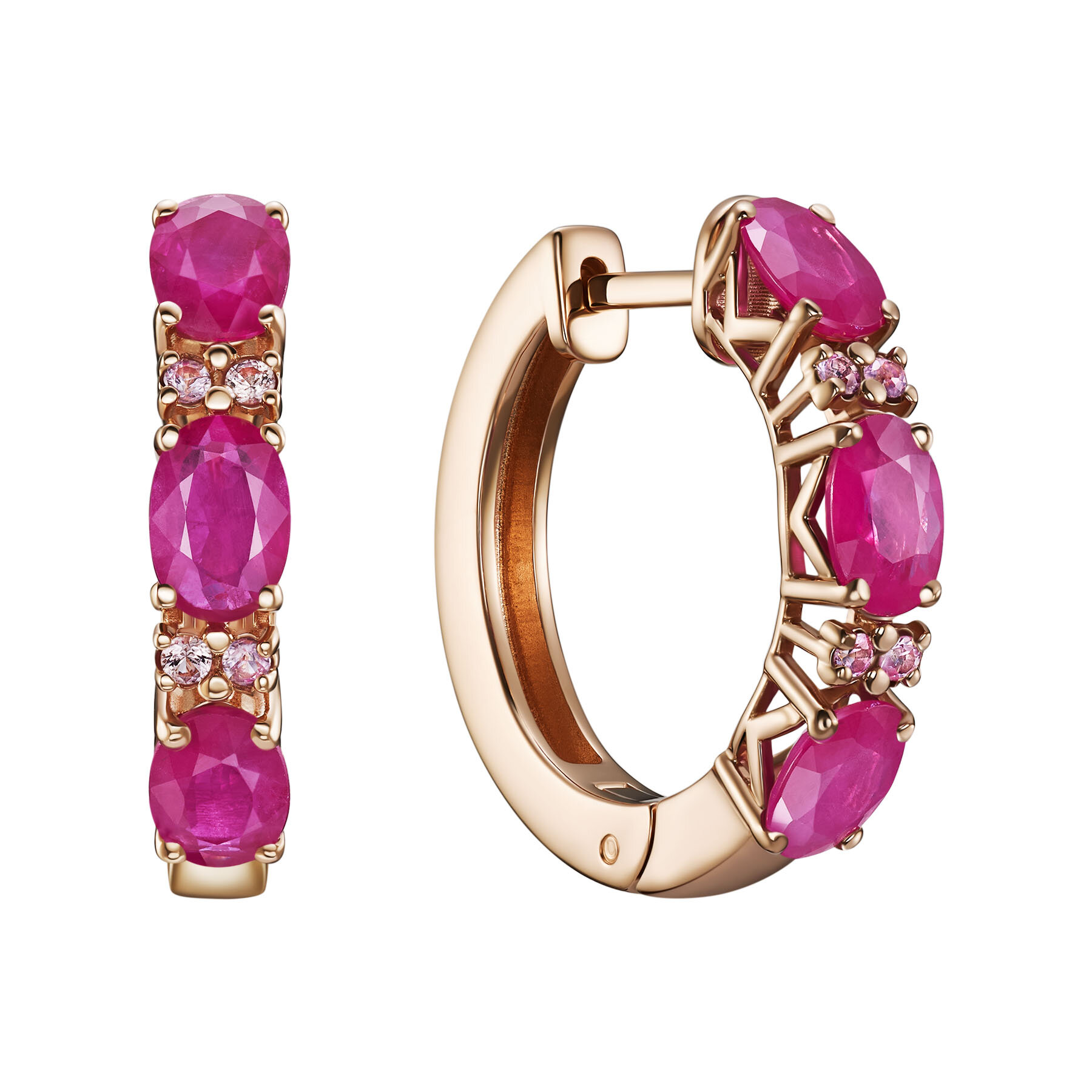 Серьги, красное золото, 585 проба, сапфир, рубин