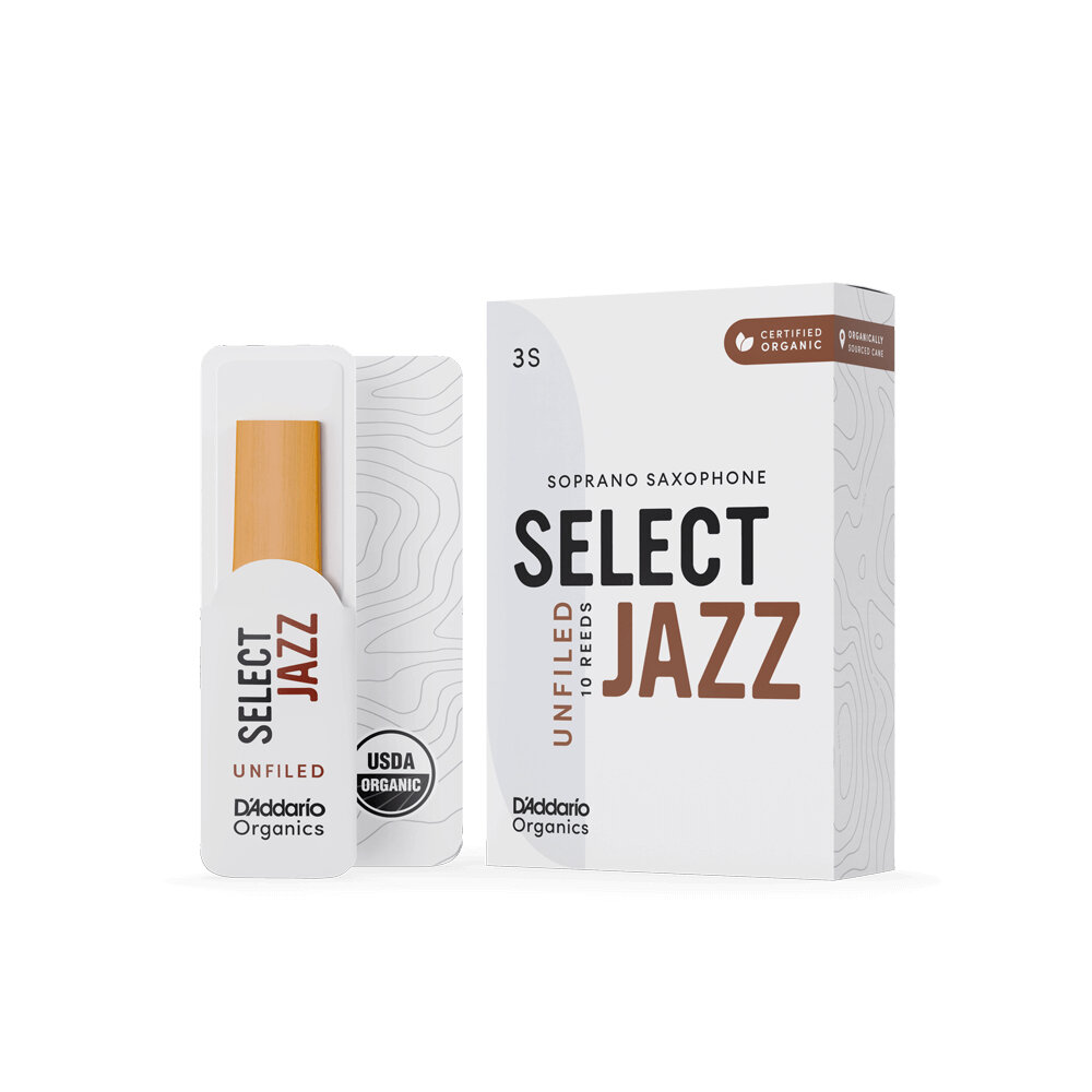 Трости для саксофона сопрано 3S (10 шт D'Addario ORRS10SSX3S Organic Select Jazz Unfiled