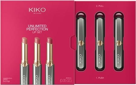 Набор губных помад KIKO Milano Unlimited Perfection, warm rose, rosy nude, rosy mauve