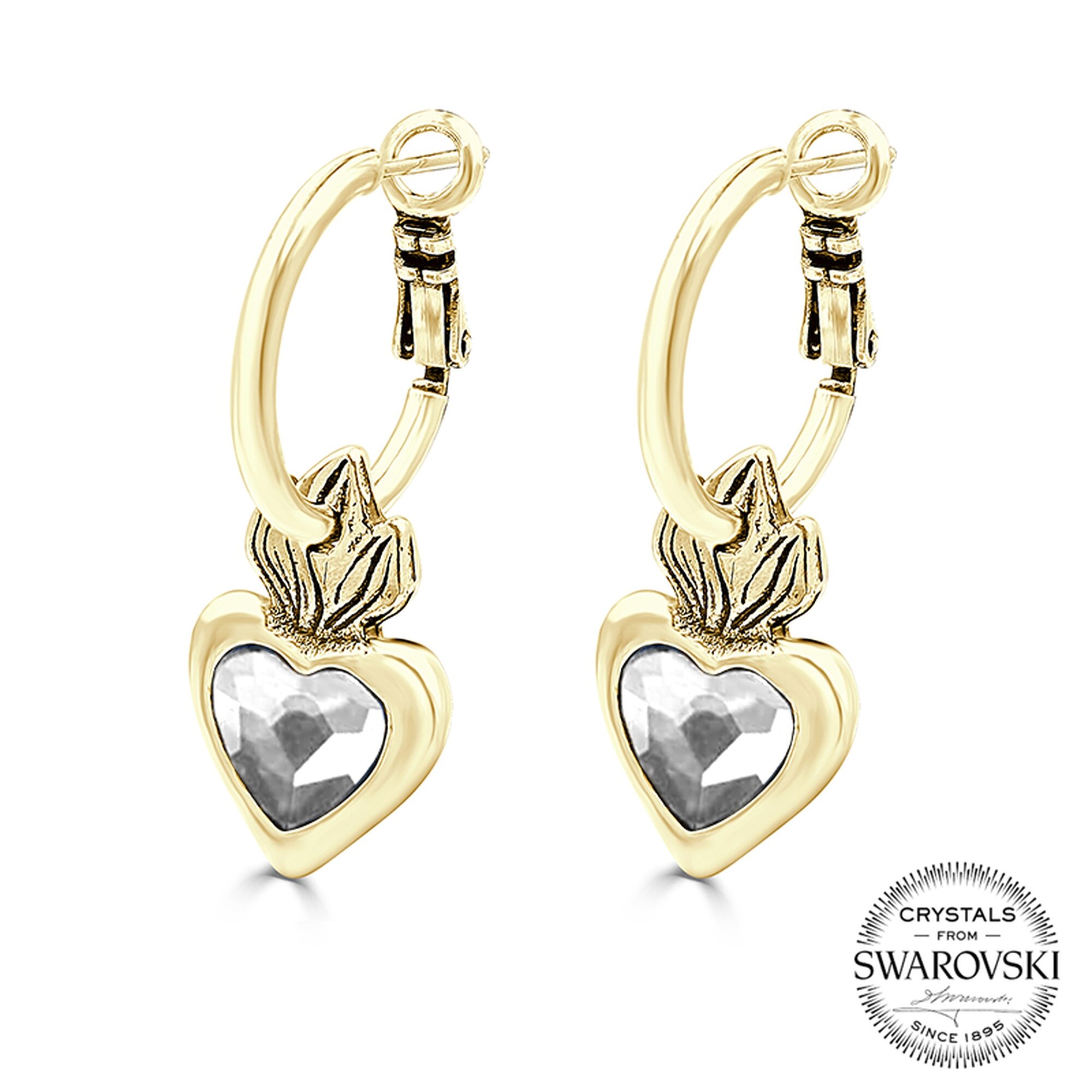 Серьги конго, кристаллы Swarovski