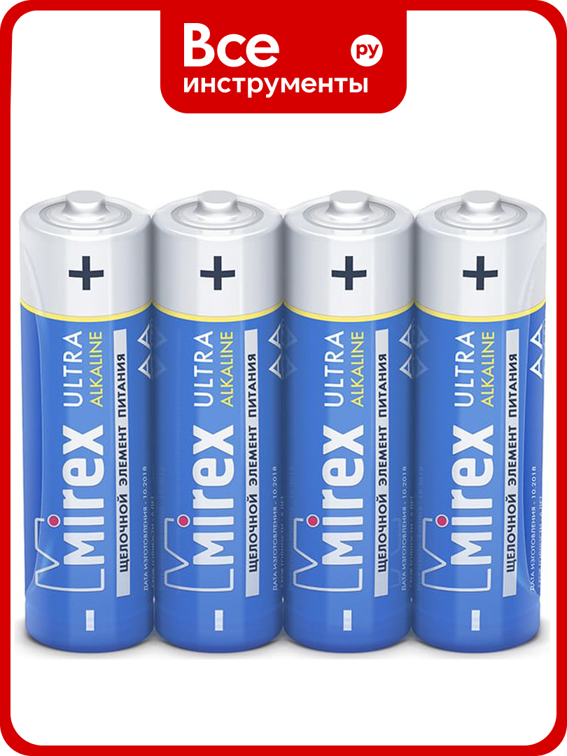 Батарея Mirex, щелочная LR6 / AA 1,5V 4 шт shrink 23702-LR6-S4