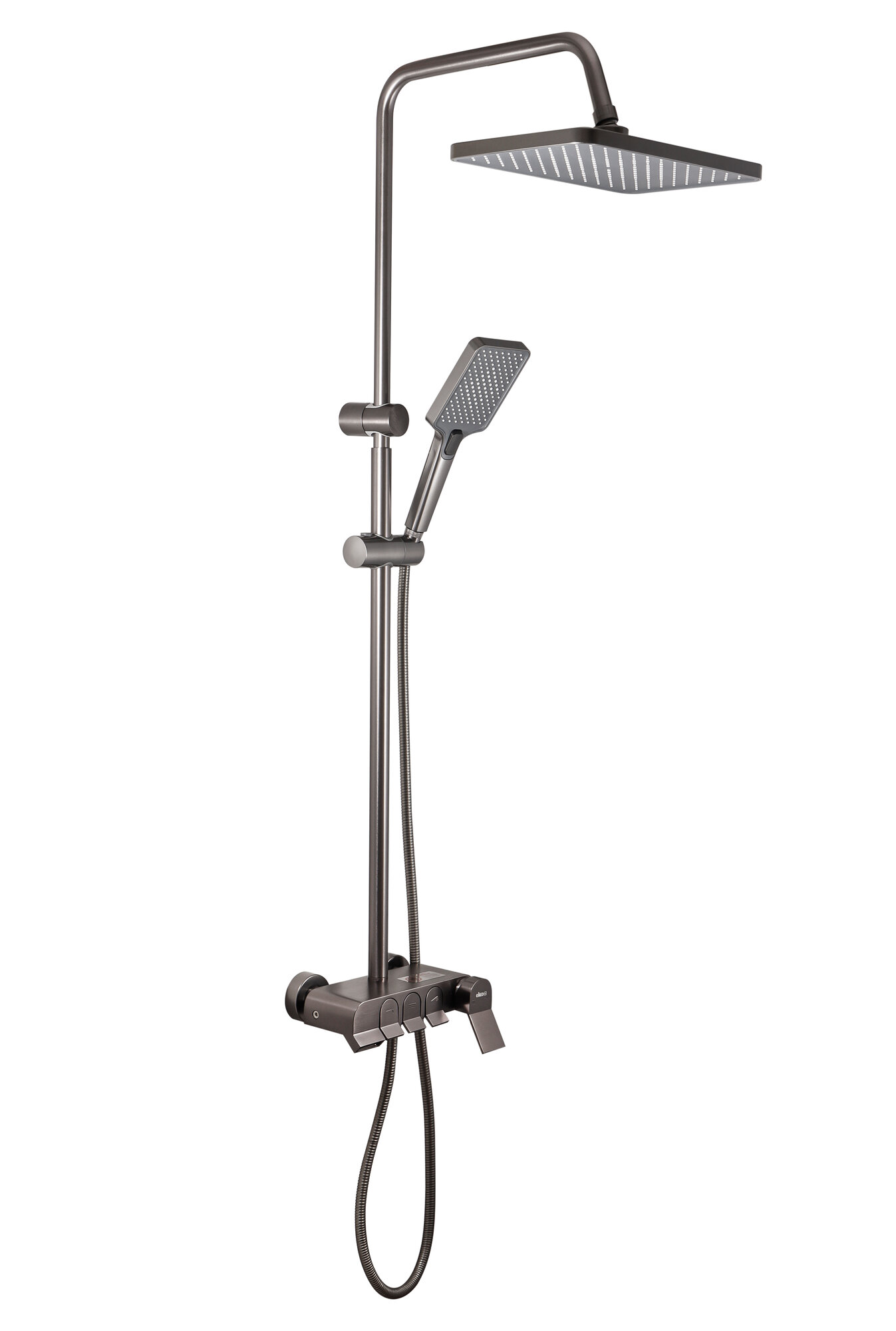 Душевая система EKKO E2506-21 с тропическим душем, ручной лейкой и смесителем, темно-серый