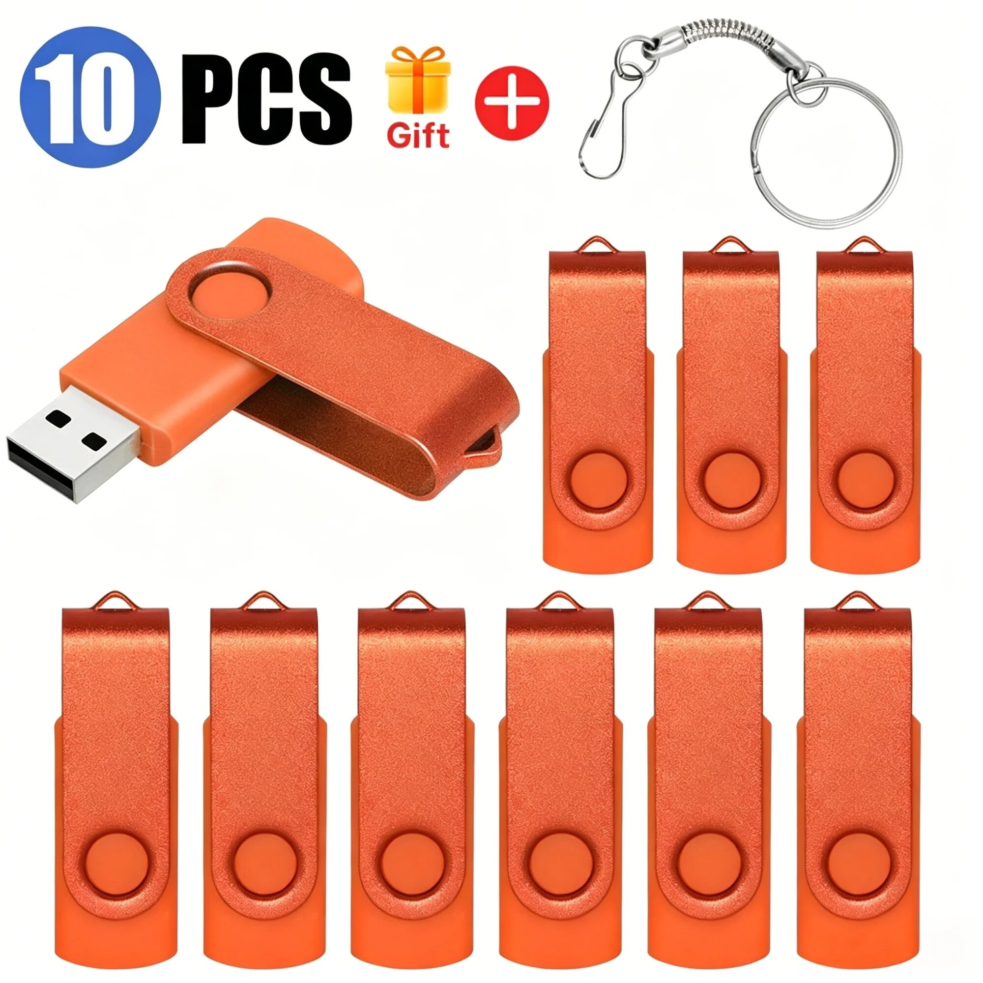 10 USB-флешек КАWEIDA оранжевые 128MBX10PCS