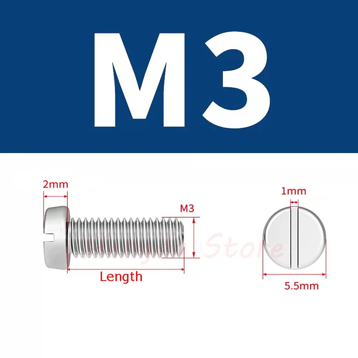 Винты машинные нержавеющая сталь M1.6-M10 DIN84 GB65 M3 (50pcs), 5MM