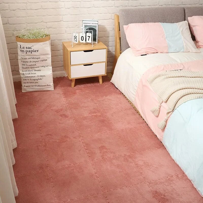 Набор из 10 мягких ковровых плиток 30x30 см Розовый, Watermelon Red
