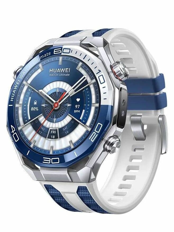 HUAWEI Смарт-часы Ultimate 2 55020GBJ, 48mm, Blue/White + Titanium