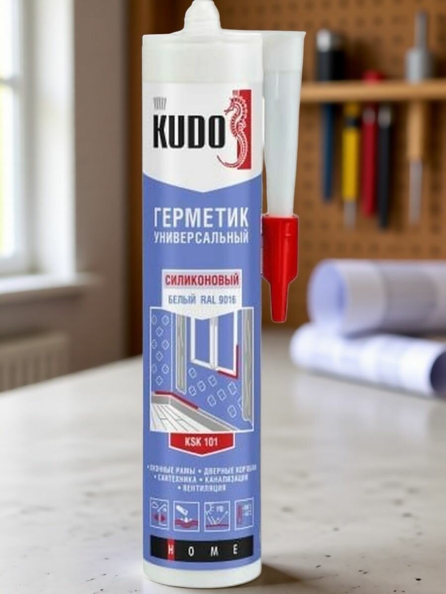 Герметик силиконовый универсальный белый 280 мл, KUDO
