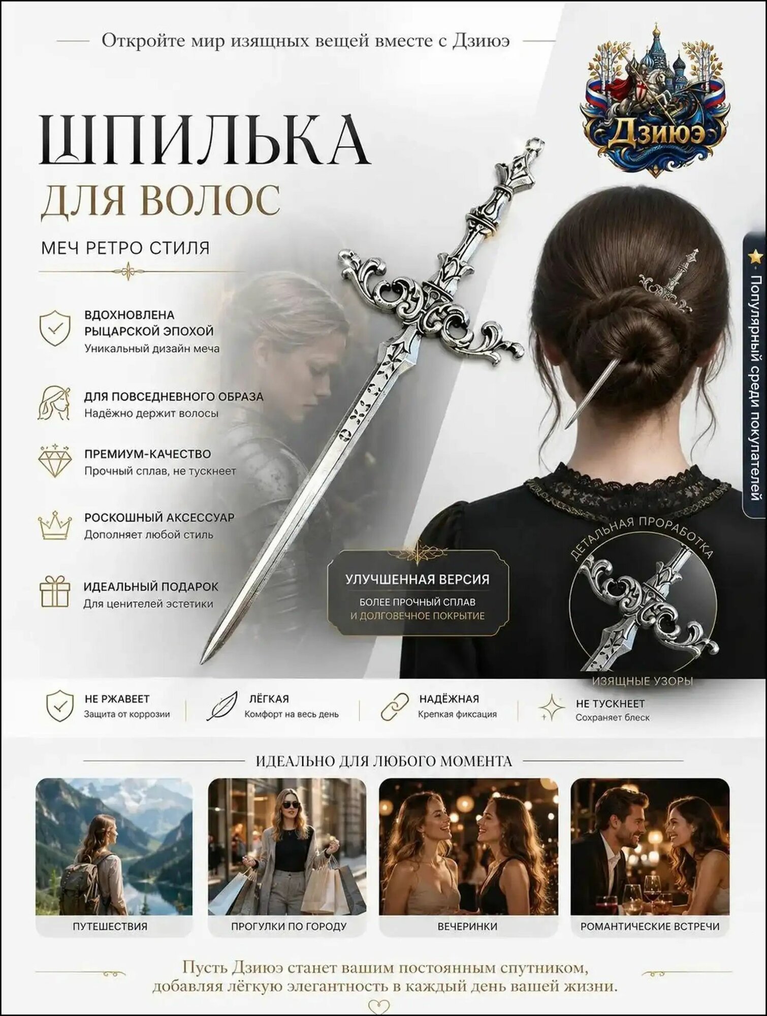 Заколка для волос 1 шт.