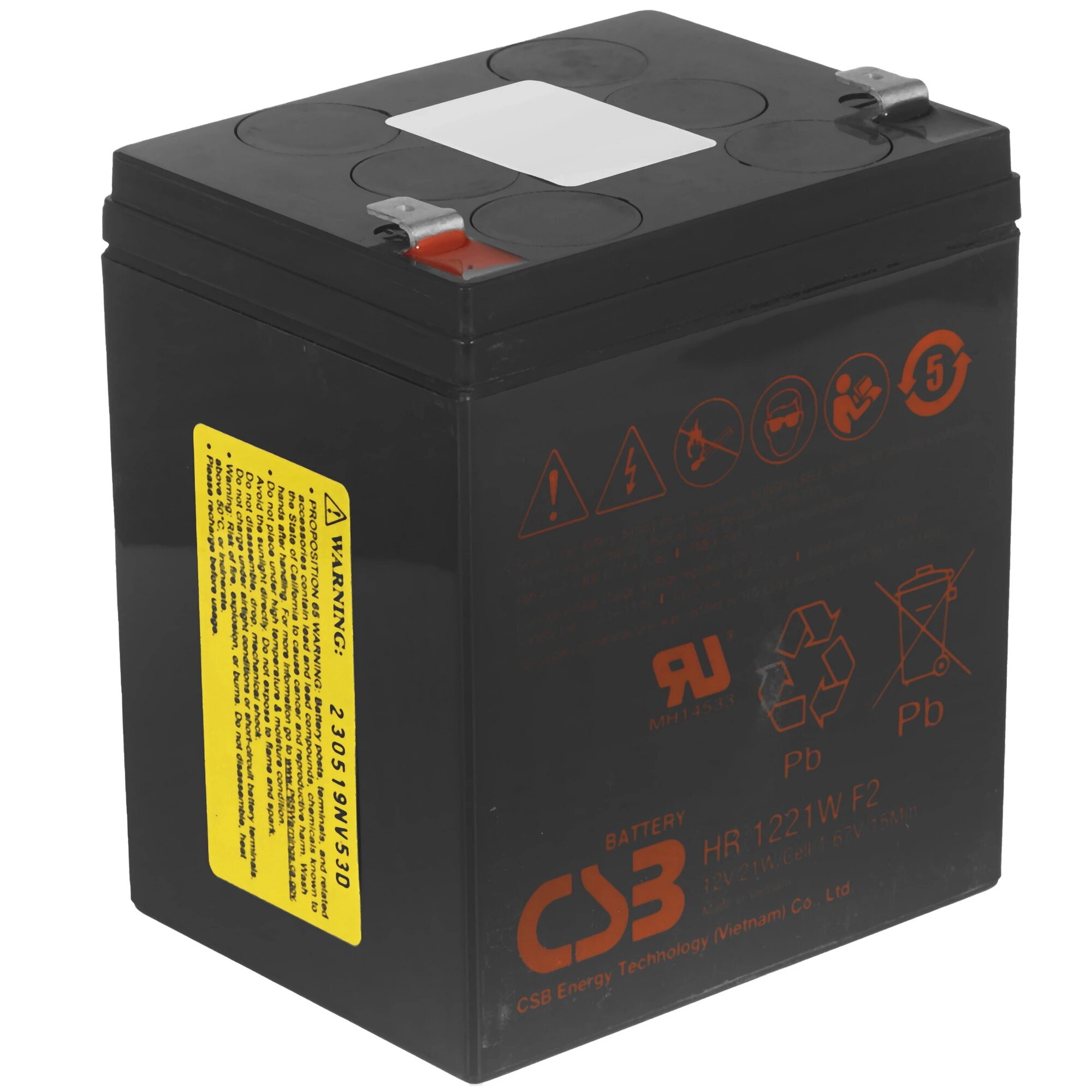 Аккумуляторная батарея CSB HR1221W F2, для ИБП, 12В, 5Ач, черный