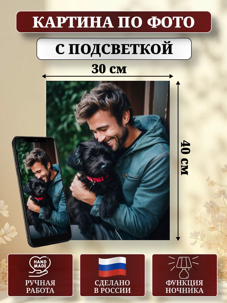 Картина с подсветкой по фото на заказ / Светящаяся картина по фотографии (LED-подсветка, интерьерная, подарок)